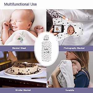 Newborn Baby Blanket Swaddle Headband Hat Baby Stroller Wrap Sleeping Bag Photography Props (White with Hat)