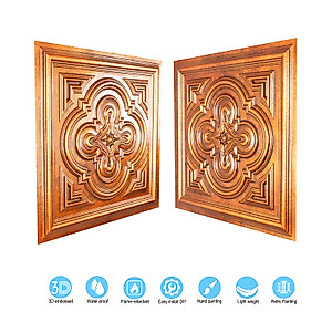 PAINTSDECOR Suspended Ceiling Tiles Farmhouse Tin Ceiling Tiles for Cafe Club Salon Hotel Store Bar 2'x2' PL36 Archaic Copper 10pcs