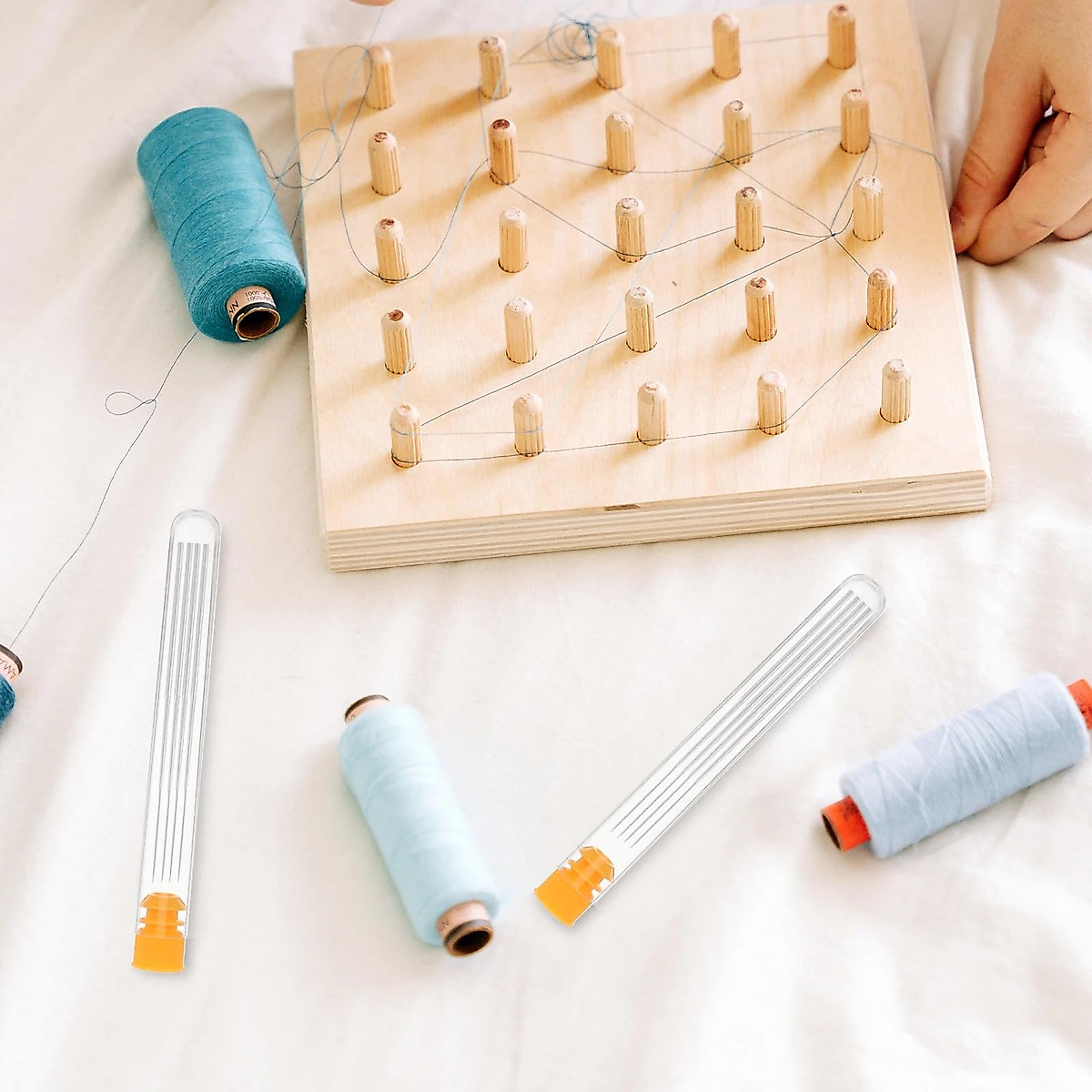 10pcs Transparent Cross-Stitch Needle Tube Sewing Needle Dispenser Organizer Plastic Storage Bottle with Colored Cap Needle case,Sewing Needle Holder(65#)