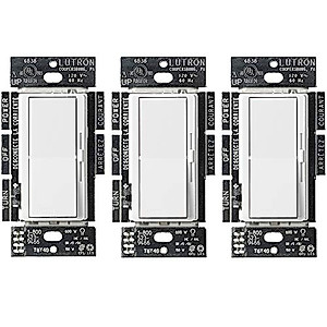 Lutron Diva LED+ Dimmer Switch for Dimmable LED, Halogen and Incandescent Bulbs, 150W/Single-Pole or 3-Way, DVCL-153P-WH-3, White (3-Pack)