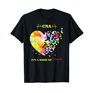 CNA It's A Work Of Heart Butterfly Nurse T-Shirt