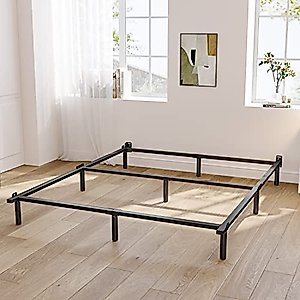ZIYOO California King Bed Frame, 9 Legs Heavy Duty Bed Base for Box Spring and Mattress, 7 Inch Low to Ground, Non-Slip, Noise-Free, Easy Assembly, Black