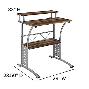 Flash Furniture Computer Desks, 28 Inch, Rustic Walnut