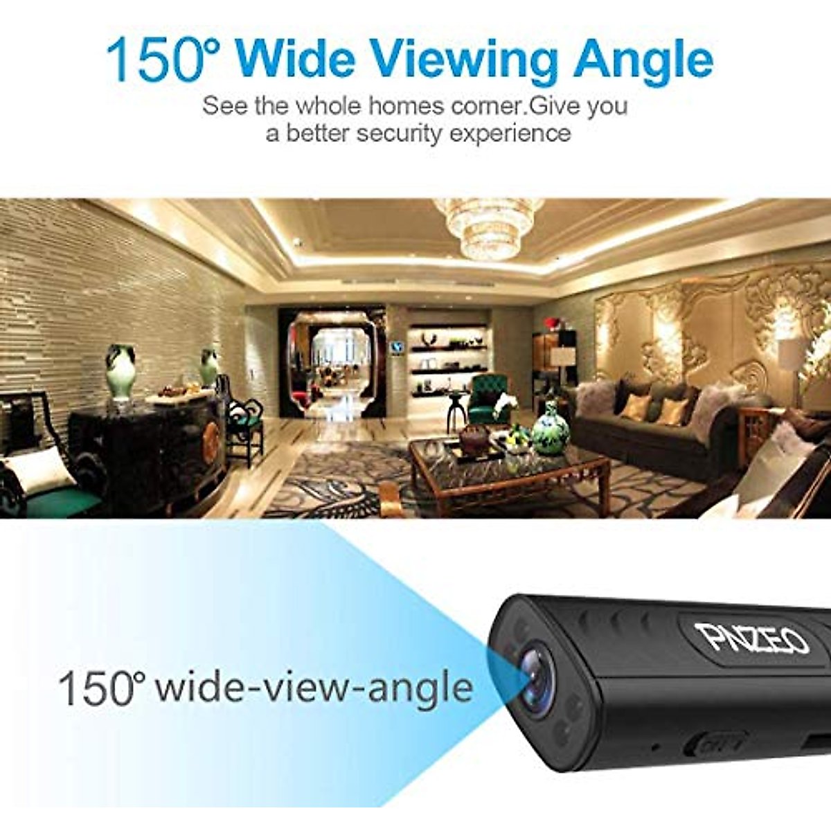 PNZEO W3 Mini Hidden Camera Portable Wireless WiFi Remote View IP Camera Super Small Home Security Cameras P2P Indoor Outdoor Video Record Smart Spy Camera