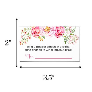 Paper Clever Party Cottage Floral Diaper Raffle Tickets (25 Pack) Girls Baby Shower Games – Invitation Insert Cards Guests Fill-In for Prize Drawings
