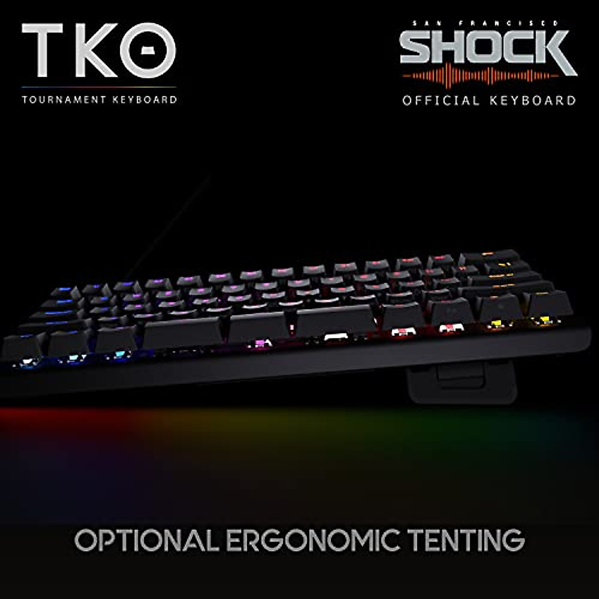 KINESIS Gaming TKO Mechanical Keyboard | Linear Red Switches | 60% Layout | Split Spacebar | Hotswap | PBT Keycaps | Aluminum Body | SF Shock Limited Edition Travel Case