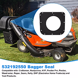 532192550 Tractor Bagger Top Seal for Craftsman, Husqvarna, Poulan Pro, Roper, Sear, Rally, EHP, AYP, Replacement Lawn Mower Deck Parts 192550 917249040