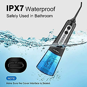 Water Flosser Cordless Teeth Cleaner, Dental Oral Irrigator with DIY Mode, Rechargeable Water Flosser for Braces, Bridges, Implants Care, IPX7 Waterproof with 4 Interchangeable Jet Tips