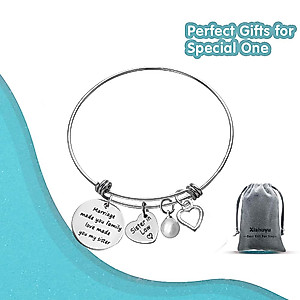 Xiahuyu for Sister in Law Bracelet Sister in Law Gift Marriage Made You Family Love Made You My Sister Bangle Bracelet Christmas Birthday Gifts Wedding Gifts for Sister in Law
