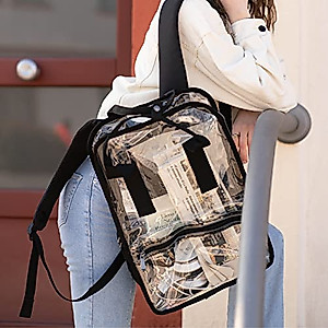 mommore Heavy Duty Clear Backpack Durable See Through Bookbags for Work, 16” Transparent Large Backpack, Black