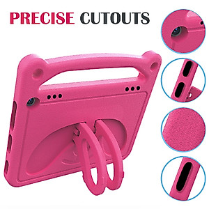 Fire HD 8 Tablet Case for Kids(12th/10th generation tablet, 2022/2020 release)-Riaour Kids Friendly Shockproof Cover with Handle Stand for All-New Amazon Kindle Fire HD 8 Plus & 8 Kids Pro Tablets - Pink