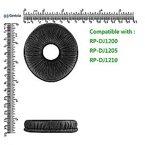 Geekria QuickFit Replacement Ear Pads for Panasonic Technics RP-DJ1200, RP-DJ1205, RP-DJ1210 Headphones Ear Cushions, Headset Earpads, Ear Cups Cover Repair Parts (Black)