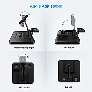 Mag Safe Charger Stand 3-in-1, Foldable Mag Safe Charging Station for iPhone 14,13,12 Pro/Max/Mini/Plus, Airpods Pro/3/2, and Apple Watch, 15W Fast Wireless Charging Stand/Pad for Multiple Devices