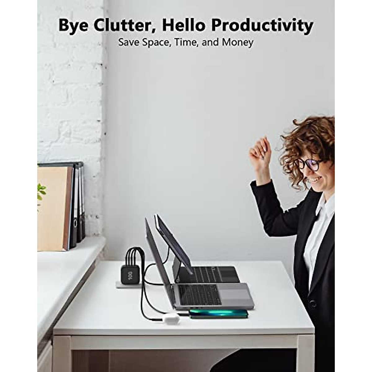 100W USB C Wall Charger, PD 3.0 PPS 4-Port GaN Super Fast Charger Type C Charging Station Foldable Power Adapter Travel Charger Block for MacBook Pro Air, iPhone 13, iPad Samsung Pixel Lenovo HP Dell