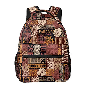 ASYG Hawaii Style Backpack Hawaiian Tribal Element Laptop Backpack Hawaii Tablet Bag Beach Bag Laptop Bag