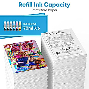 PACITEK Pigment Ink 552 Refill Ink Bottle Compatible for T552 Use with EcoTank Photo ET-8550 ET-8500 Printer (6-Bottle)