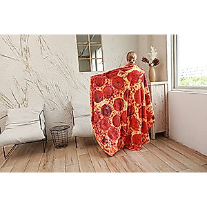 Pizza Throw Fuzzy Soft Blanket for Kids and Adult, Novelty Realistic Funny Food Warm 285 GMS Cozy Flannel Blanket