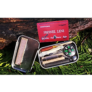 Fresnel Lens 4X Magnifier Pocket Wallet Credit Card Size • Ruler - Unbreakable Plastic for Home Office Classroom & Outdoor EDC Survival Kit Bushcraft (10 Pack Ruler/Magnifier - Red)