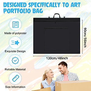 Huhumy 48 x 36'' Extra Large Artist Portfolio Case with Shoulder, Waterproof Leather Corners Black Art Portfolio Bag for Drawing Sketching Poster Artwork Drawing Canvas Photography Poster