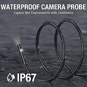 Dual Lens Endoscope Camera with Light, Teslong 4.5" HD Snake Borescope Inspection Camera, Automotive Scope Camera with Flexible Cable, Home Waterproof Fiber Optic for Sewer Drain Pipe (16.5ft)