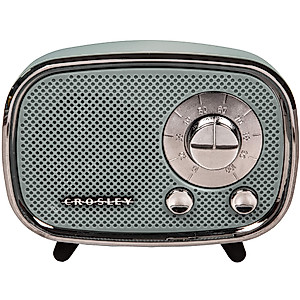 Crosley CR3039A-TN Rondo Retro Portable Rechargeable Bluetooth Speaker, Tourmaline