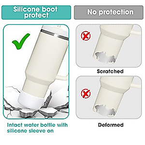 Water Bottle Pouch Silicone Spill Proof Stopper Set Replacement Straws and Tumbler Boot for Stanley H1.0 40oz 30oz Tumbler, Airboat Reusable Straws, Leak Proof Topper Accessories for Stanley Cup
