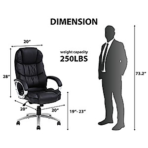 Big and Tall Office Chair High Back Executive Office Chair Comfortable Thickening Padded Cushion Leather Chair All Day Comfort Wide Seat Ergonomic Computer Desk Chair with Armrest