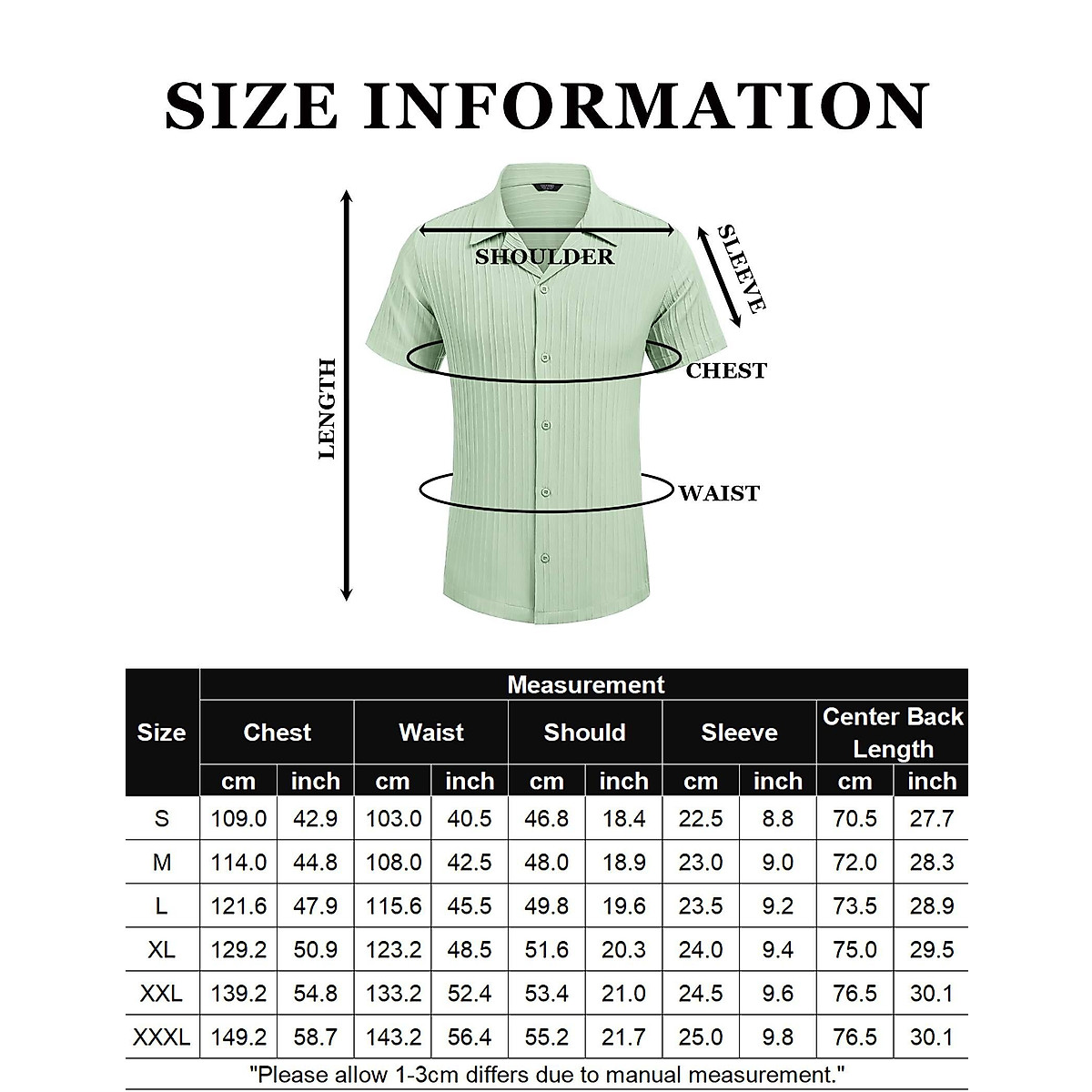 COOFANDY Button Down Shirt Men Button Down Short Sleeve Shirt Button Up Shirts for Men Linen Shirts for Men Summer Beach Shirt Light Green - M