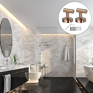 uxcell Bathroom Hook, 2Pcs Waterproof Stainless Steel Single Towel/Robe Clothes Hook with Screws for Kitchen, Door, Cabinet, Bathroom, Foyers, Hallways, Bedrooms (60x55mm Rose Gold)