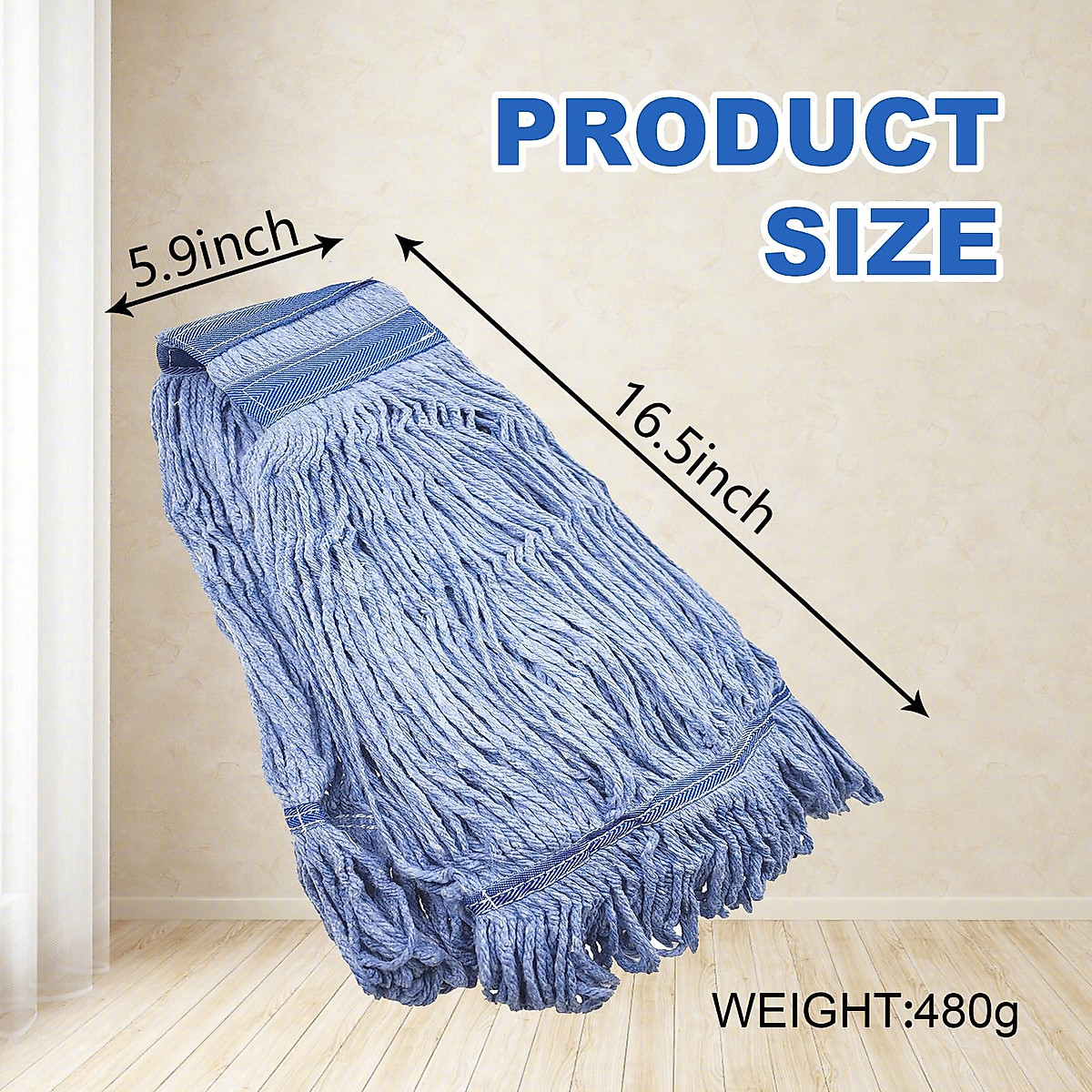 3Packs Mop Head Replacement Heavy Duty Commercial Mop Head Replacement, Reusable Mop Head Refills-Replacement Mop Heads Mop Head Replacement for Home, Highly Absorbent,Industrial and Commercial Use