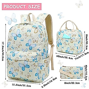 Bluboon School Backpack Set Girls Womens Laptop Bookbag Casual Daypack Fits 15 inch Laptop with Lunch Tote Bag and Pencil Bag（Purple-3 set