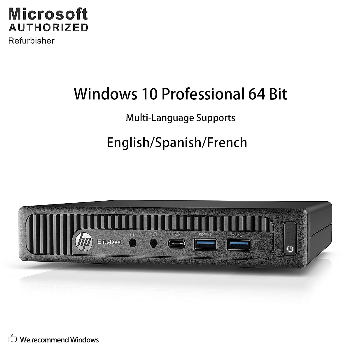 HP EliteDesk 705 G2 Desktop Mini Computer PC, AMD A8 PRO-8600B Quad Core up to 3.0 GHz, 16G DDR3L, 500G, WiFi, Bluetooth, Windows 10 Pro 64 Bit-Supports English/Spanish/French (Renewed)