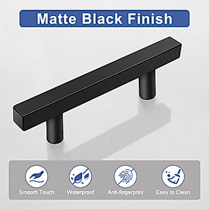 Onateel 30 Pack 5 Inch Matte Black Cabinet Pulls Stainless Steel Cabinet Handles, 3 Inch Hole Center Drawer Pulls Kitchen Cabinet Hardware