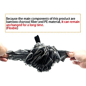 4 Packs Bath Loofahs-Eco-Friendly Carbonized Bamboo Bath Shower Sponge Mesh Pouf Loofahs Shower Ball Loofahs Bath Sponge-Exfoliate,Cleanse,Soothe Skin(60g/pcs)