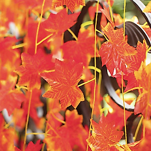 GPARK 12Pack / Each 82 inch, Artificial Ivy Red Maple Garland Fake Leaf Plants Vine, Flowers Hanging for Wedding Party Home Garden Kitchen Office Outdoor Greenery Wedding Wall Decoration