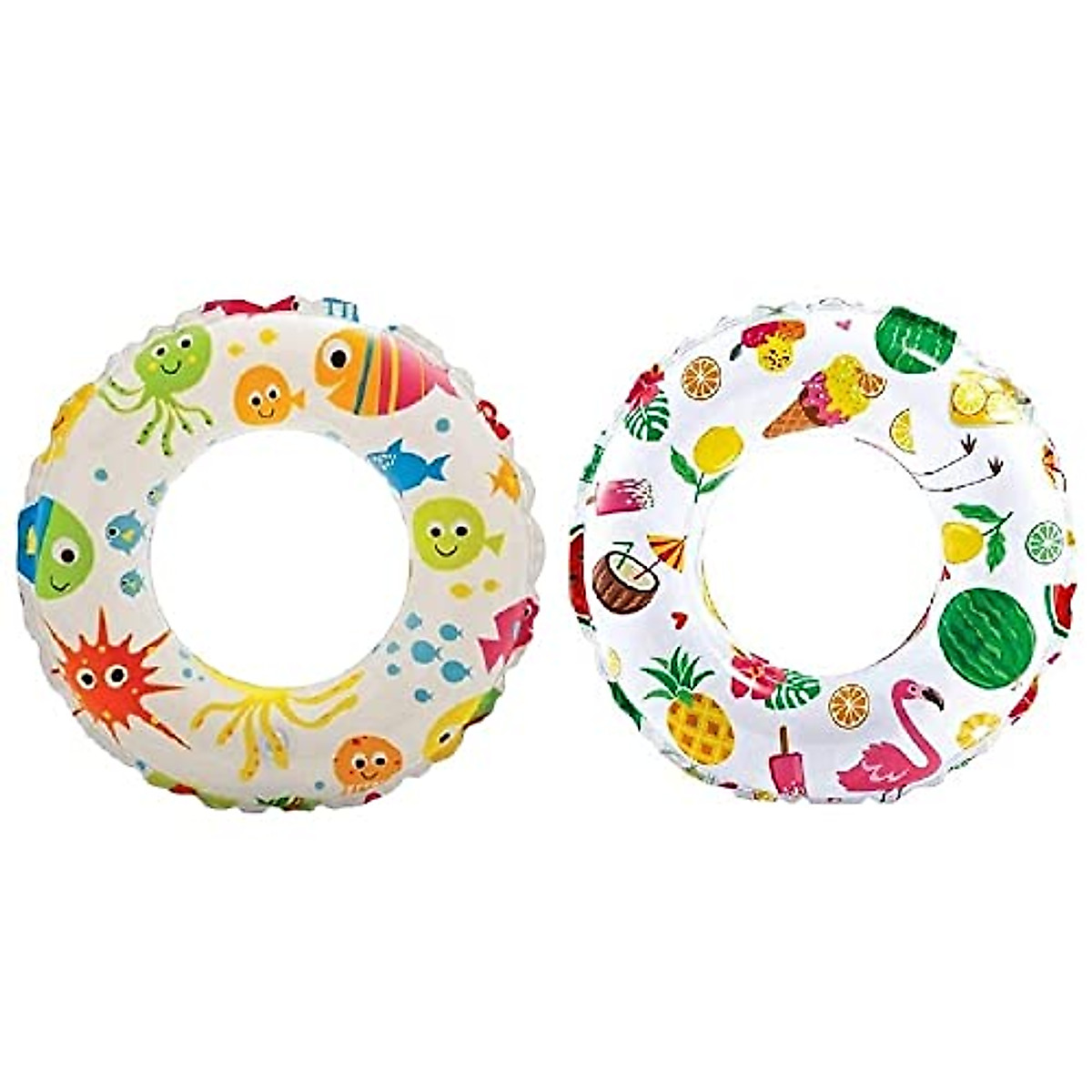 Intex - Recreation Lively Print Swim Ring, Summer Fun (Pack of 2 Assorted)