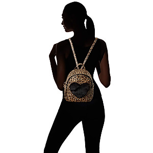 T-Shirt & Jeans Womens Leopard Back Pack with Faux Fur Heart