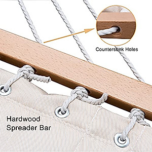 Lazy Daze Quilted Fabric Hammock with 12-Foot Stand, Double 2-Person Hammock with Pillow for Outdoor Outside Patio, Garden, Backyard, 450LB Capacity, Beige