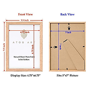 ATOBART 5x7 Oak Wood Picture Frames, 6 Pack Natural Wood Color Photo Frame with High Definition Glass for Wall Mount or Table Top Display