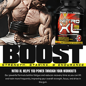 Nitro XL | Nitric Oxide Bodybuilding Supplement – with L-Arginine | Build Muscle Mass – Get Ripped – Boost Performance – Increase Endurance & Stamina – Intensify Your Workout | 120 caps