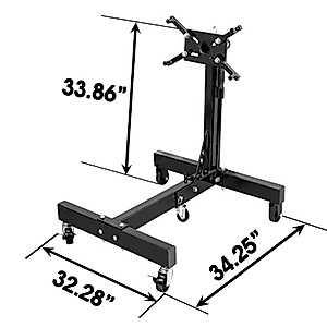 Torin AT26801B Steel Rotating Engine Stand with 360 Degree Rotating Head and Folding Frame: 3/4 Ton (1,500 lb) Capacity, Black