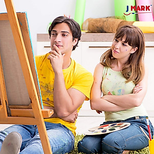 J MARK Acrylic & Watercolor Painting Kit – Complete Painting Set with Watercolor Kit, Acrylic & Watercolor Paint Tubes, Wood Easel, Watercolor Paper, Canvas Painting Kit & More