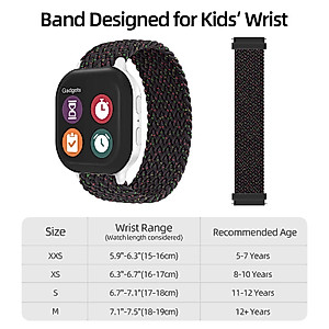 SimpleThings Nylon Solo Loop Compatible for Gizmo Watch Gabb Watch 1/2/3 Watch Band Replacement, 20mm Braided Breathable Stretchy Sport Watch Strap for Kids Boys Girls