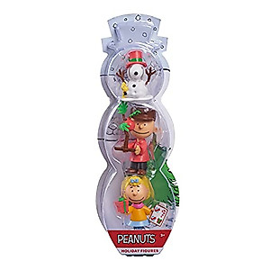 Peanuts 3-Piece Figure Set, Includes Characters Snoopy with Woodstock, Charlie Brown with Tree, and Sally with Present, Kids Toys for Ages 3 Up by Just Play