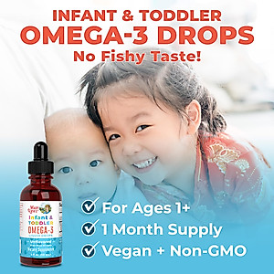 MaryRuth's Infant and Toddler Omega-3 Liquid Drops by | 200mg DHA and 2mg EPA Per Serving | Overall Wellness and Healthy Development | Unflavored | 1 Fl Oz