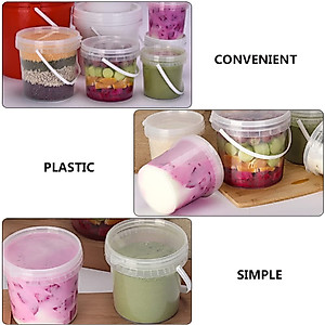 UPKOCH 2Pcs Ice Cream Tub with Lid and Handle Clear Plastic Ice Cream Pails Container for Homemade Ice- Cream Storage 2L