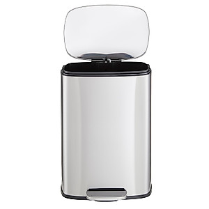 Casa Andrea Milano 13-Gallon Soft-Close, Smudge Resistant Trash Can Step-on Pedal, Soft Closure, Large and Space-Saving