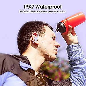 Wireless Earbuds, 2023 New Ultralight Sport Bluetooth 5.3 Headphones In Ear with LED Display, Built-in Mic Earphones, IPX7 Waterproof Wireless Headphones with Earhooks for Gym Workout (Purple)