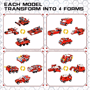 VATOS Robot Building Toys - 35 Models STEM Truck Construction Set for Boys Girls Age 6 7 8 9 10 11 12 Years Old (Red)