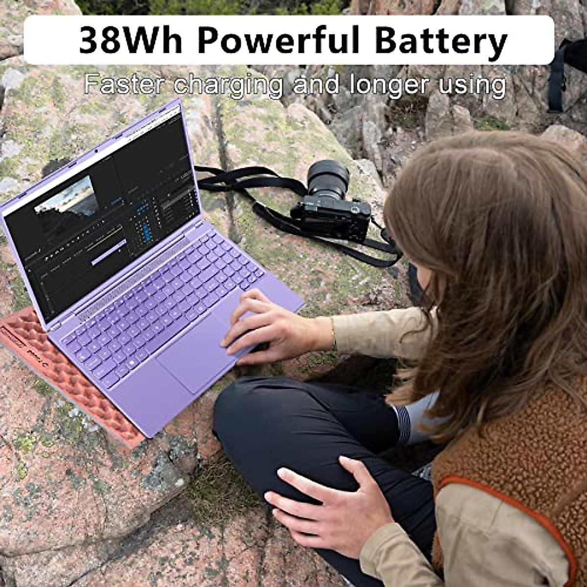 Ruzava/Aocwei 16" Laptop 12+512GB Celeron Intel N5095 (Up to 2.9Ghz) 4-Core Win 11 PC with Cooling Fan 1920 * 1200 2K Screen Dual WiFi Support 2.5" HDD 1TB SSD Expand for Game Work Study-Purple